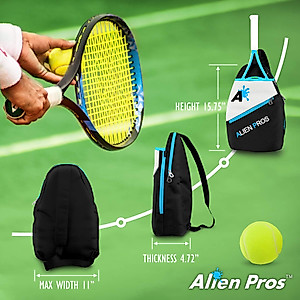 ALIEN PROS Lightweight Tennis Sling Backpack for your racket and other essentials - Pack quickly and lightly for tennis and in life - Tennis Racket Bag Sling Bag for men and women, Blue