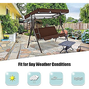 KFJZGZZ 1PC Set Swing Chair Canopy Replacement Cover,Swing Canopy Cover 2 & 3 Seater Waterproof Windproof Anti-Uv Hammock Replacement Canopy Roof Sun Shade Cover (Top Cover +Chair Cover)