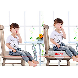 Toddler Booster Seat Dining, PU Washable 2 Straps Safety Buckle Kids Booster Seat for Dining Table, Portable Travel Increasing Cushion…