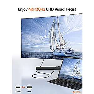 CableCreation USB C to HDMI Cable for Home Office 6ft, USB 3.1 Type C to HDMI 4K, Thunderbolt 3/4 Compatible with Galaxy S23/ S22/ S20, MacBook Pro/Air M1, iPad Pro 2021/2020, Surface Book 2, XPS 15