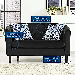 Modway Prospect Velvet Upholstered Contemporary Modern Loveseat In Black