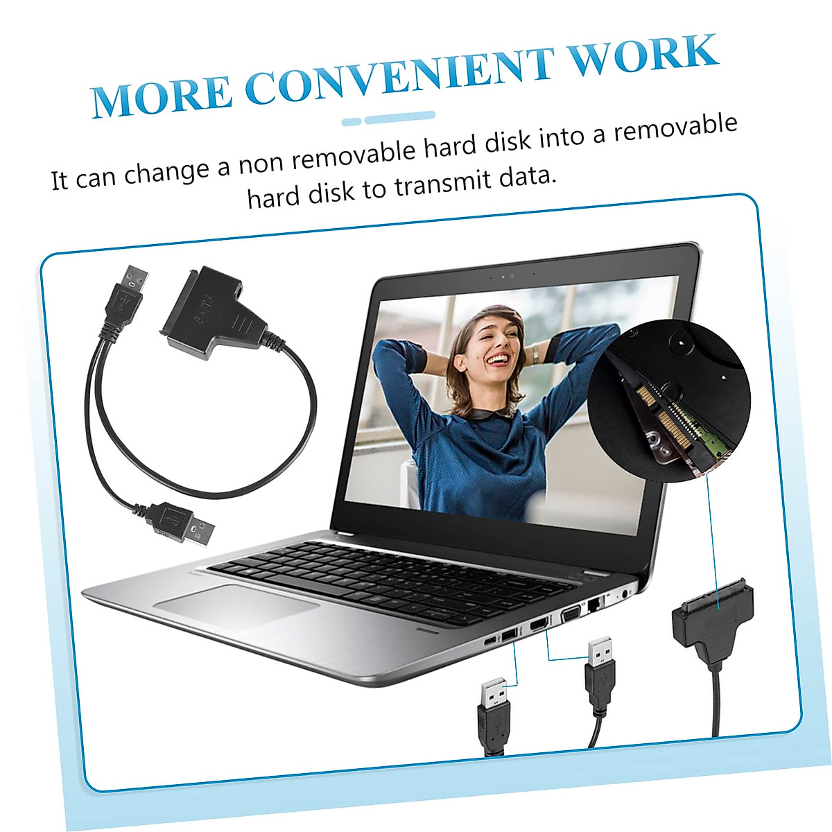 KOMBIUDA Hard Drive Cable USB to Connector Adapter USB Cables Laptop Hard Drive USB connectors USB to Wire USB to 3. 5 USB to Data Line to USB Cable USB a Cable Hard Disk Converter Copper