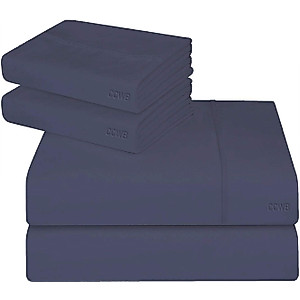 TREND BEDDING MART Twin Sleeper Sofa Bed Sheet Set (36 x 72 + 4 Deep) - Navy Blue Solid 100% Egyptian Cotton 800 Thread Count Fit Up to 4" inches Deep Mattress.