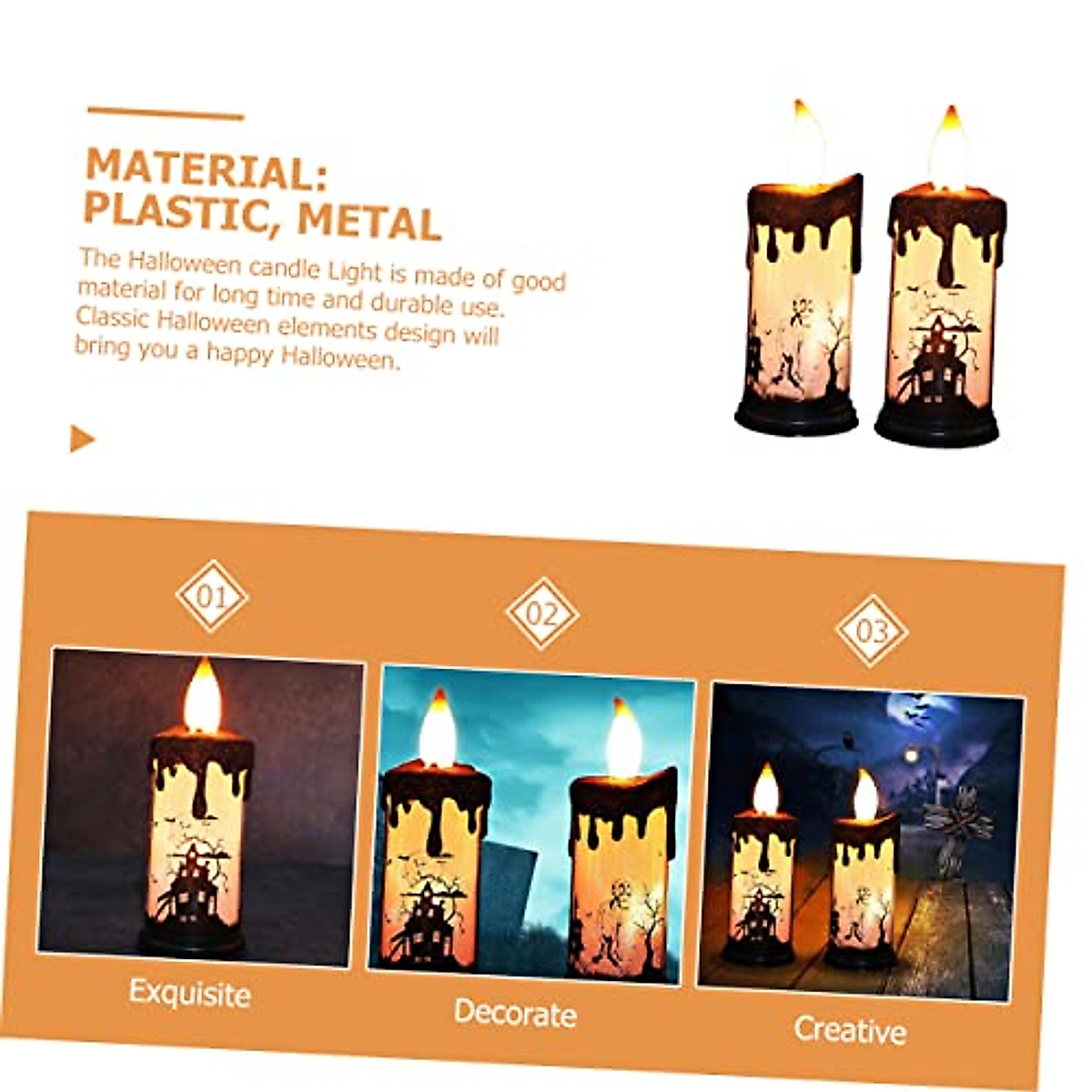 Halloween Snow Globe 2pcs LED Candle Light Fall Candles Halloween Snow Globe Halloween Lamp Home Decorations Goblincore Room Decor Candle Holder Decor Lamp Lights