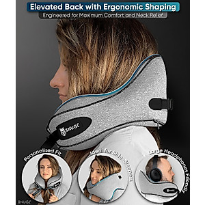 SNUGL Neck Travel Pillow - Memory Foam Airplane Pillow - Flight Pillow | Neck Support Travel Pillow with Carry Bag & Clip | Neck Pillows for Sleeping Travel Plane | Flying Travel Essentials - Grey