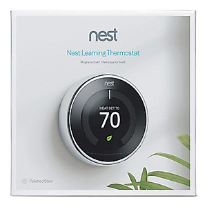 Google Nest T3019US Learning Thermostat 3rd Gen Smart Thermostat, Polished Steel Bundle with 2-Pack Deco Gear WiFi Smart Plug