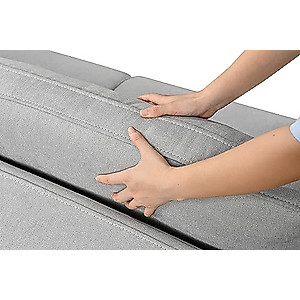 ERYE Light Gray Queen Size with 2 Pillows Modern Futon Sofa Loveseat Convertible Sleeper Couch Bed for Small Space Apartment Office Living Room Furniture Sets,Tufted Upholstered Love Seat