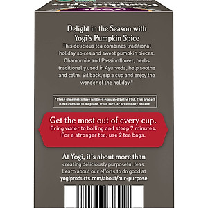 Yogi Tea Pumpkin Spice Tea - 16 Tea Bags per Pack (4 Packs) - Limited Edition Organic Pumpkin Spice Tea Bags - Perfect for the Holidays - Includes Cinnamon Bark, Cardamom Pod, Nutmeg Kernel & More