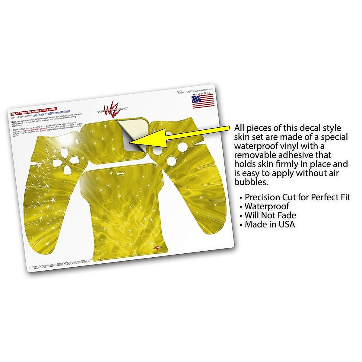 WraptorSkinz Skin Wrap compatible with Sony PS5 DualSense Controller Stardust Yellow (CONTROLLER NOT INCLUDED)