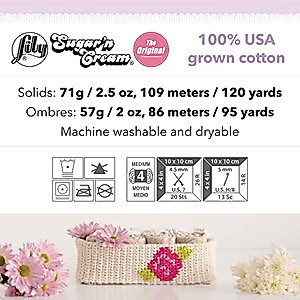 Lily Sugar'N Cream Light Blue Yarn - 6 Pack of 71g/2.5oz - Cotton - 4 Medium (Worsted) - 120 Yards - Knitting/Crochet