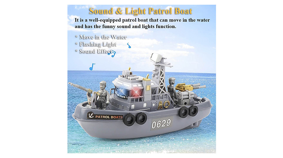 Nextake Patrol Boat Toy – Realistic Water Play with Lights & Sound
