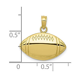 Solid 10k Yellow Gold Football Pendant Charm