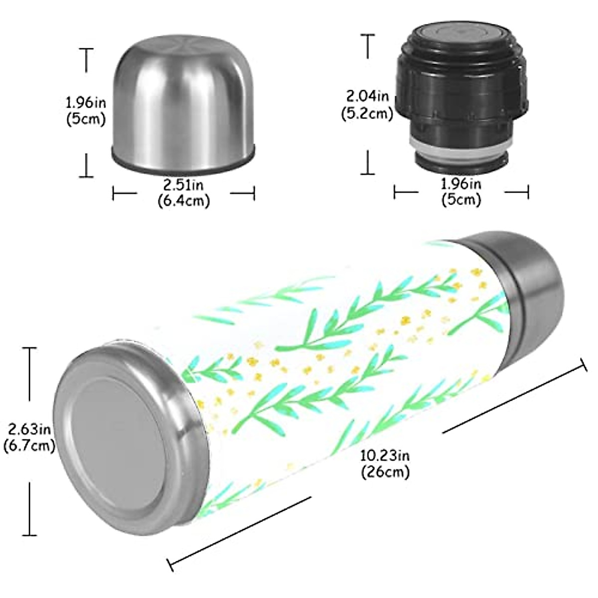 Stainless Steel Leather Vacuum Insulated Mug Leaves Thermos Water Bottle for Hot and Cold Drinks Kids Adults 16 Oz