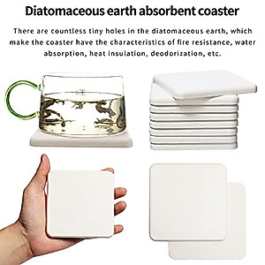 Absorbent Diatomite Drink Coasters,for Drinks and Plants Fast Water Absorption in Seconds, Non-Slip Insulation Odorless Diatomaceous Earth Protect Table Countertop from Damage, Set of 4 (Beige)