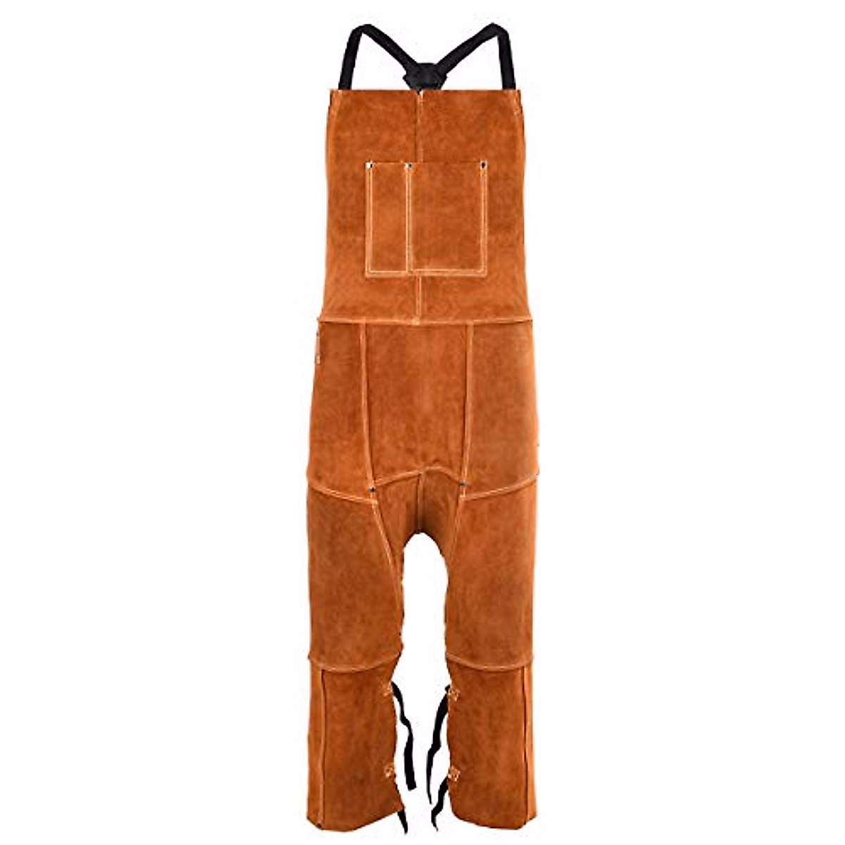 Leather Welding Apron Split Leg for Men - Spark | Flame | Heat Resistant Bib Apron by QeeLink - Heavy Duty Cowhide Leather