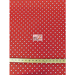 RED/White Small Polka DOTS Print Poly Cotton Fabric 58"/59" Width Sold by The Yard (P90)