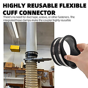 TonGass (2-Pack) 4 Inches Outer Diameter Flexible Hose Cuff Coupler with Integrated 2 Dust Collection Hose Clamps - Rubber Vacuum Hose Connector