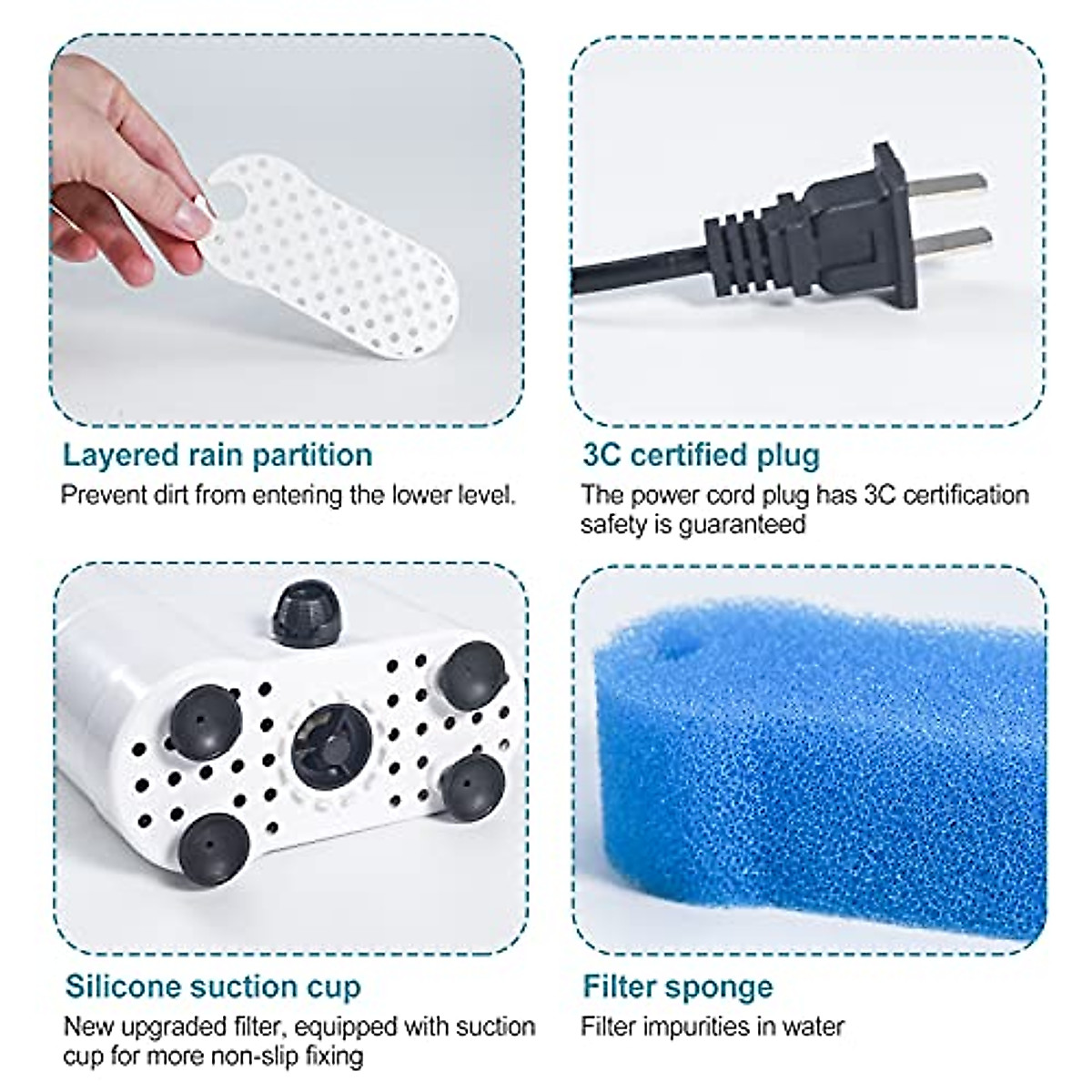 UPETTOOLS Turtle Filter Internal Filter for Reptiles Tank Low Level Filter for Small Fish Tank Turtle Tank Shrimp Tank Amphibian Frog Crab