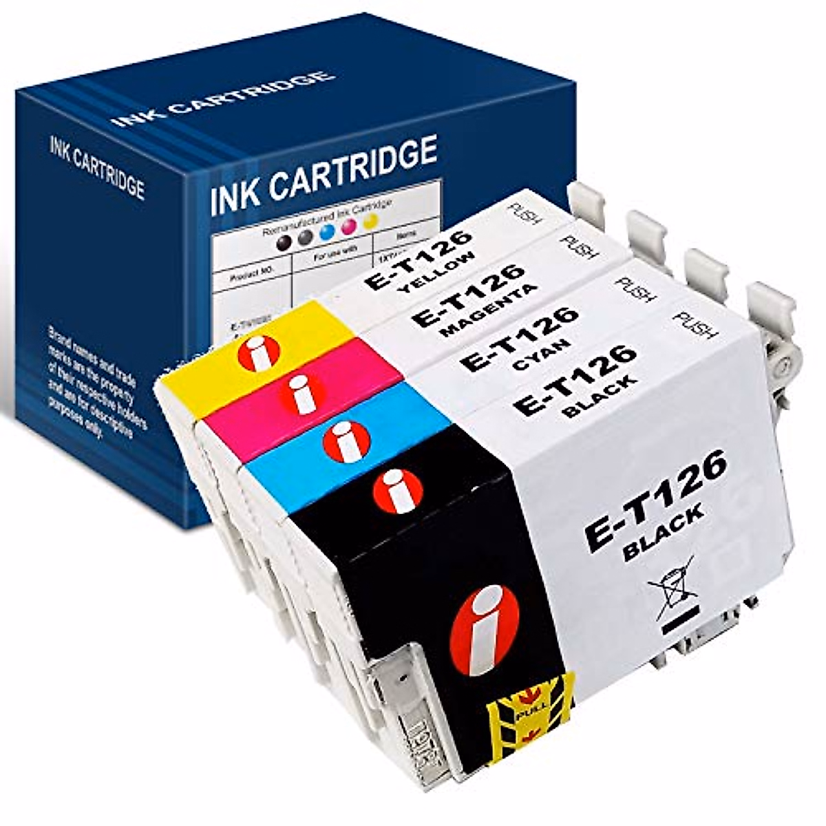 INK4WORK 4 Pack Remanufactured Ink Cartridge Replacement for Epson 126 T126 for Workforce 435 520 545 635 645 WF-3520 WF-3530 WF-3540 WF-7010 WF-7510 WF-7520 (B/C/M/Y)