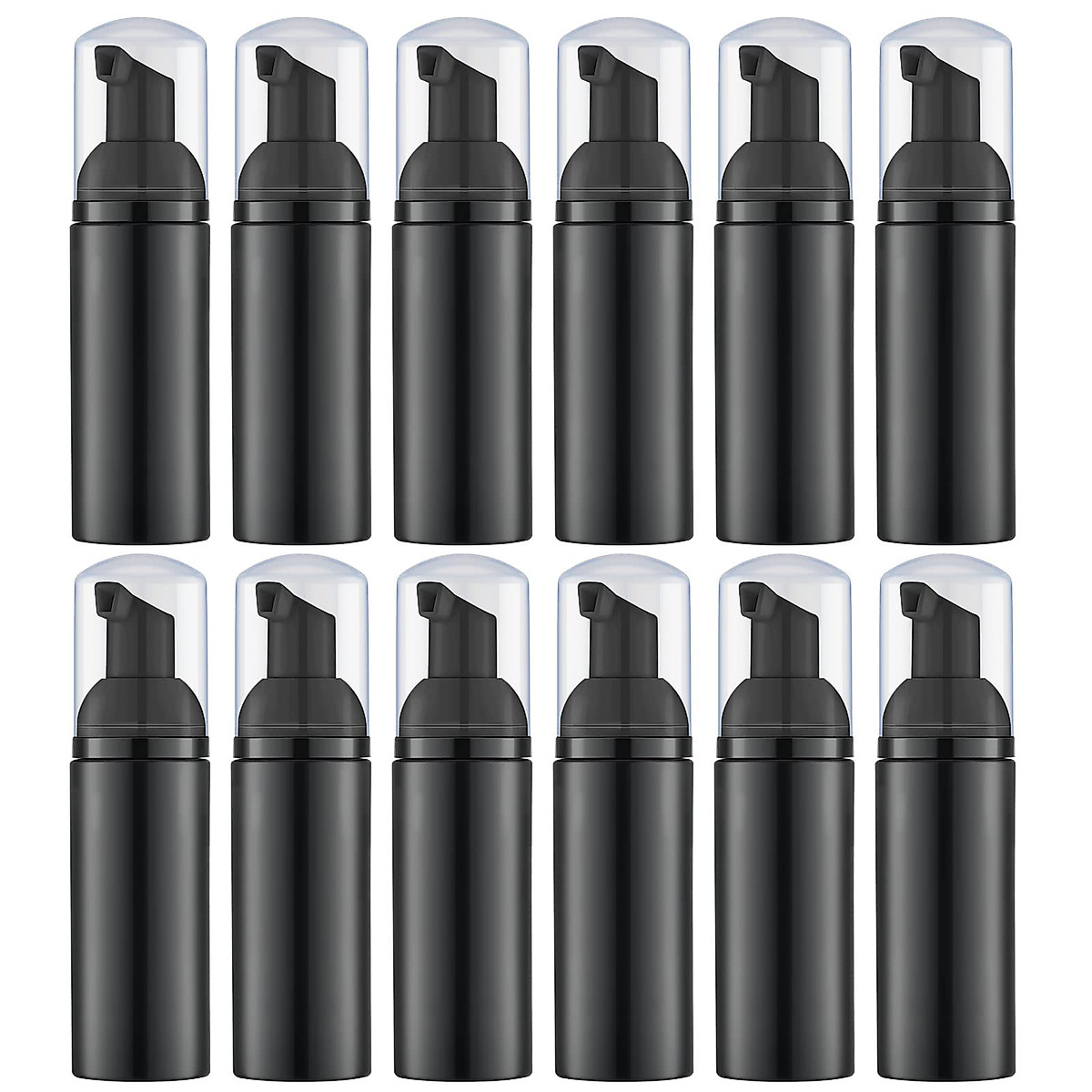 EGALLOP 2 Oz Empty Black Foam Pump Bottle, Foamer Soap Dispenser for Lash Shampoo, Hand Soap, Foaming Cleaner(Black Pump, 12 PCS)