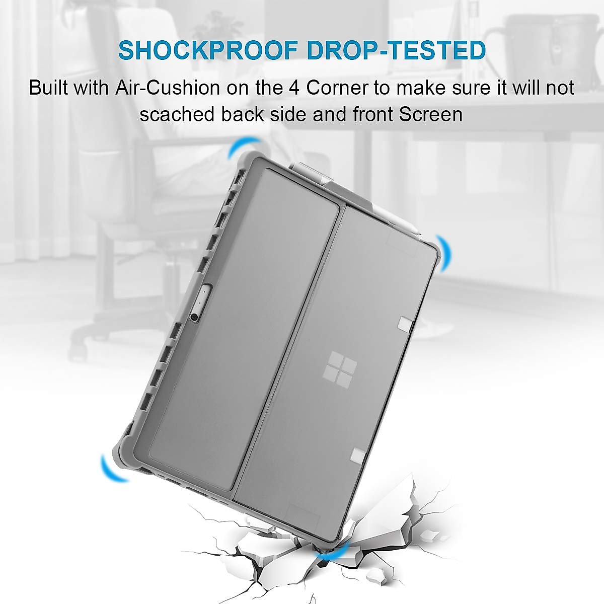 Youtec for Microsoft Surface Pro 7 Plus/Pro 7/Pro 6/Pro 5/Pro 4 Case, Surface Pro Rugged Folio Protective Cover with Pen Holder Compatible with Type Cover, Kickstand for Surface Pro 4/5/6/7/7 Plus