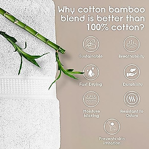 Ariv Towels 4-Piece Large Premium Bamboo Cotton Bath Towels Set- Suitable for Sensitive Skin & Daily Use- Soft, Quick Drying & Highly Absorbent Towels for Bathroom, Gym, Hotel & Spa - 30" X 52"- White