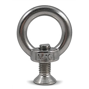 Brute Magnetics Eyebolt with Screw, M10 Stainless Steel Threaded Ring, Countersunk Screw Fishing Magnets Accessories, Heavy Duty Eyebolt for Magnet Fishing, Industrial Strength