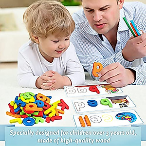 Officygnet Learning Educational Toys and Gift for 3 4 5 6 Years Old Boys and Girls - See & Spell Matching Letter Game for Preschool Kids - 80 Pcs of CVC Word Builders for Toddler Learning Activities