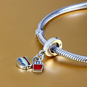 Hamburger Dangle Charm 925 Sterling Silver Fruits Charm Beads for Fashion Charms Bracelet & Necklace