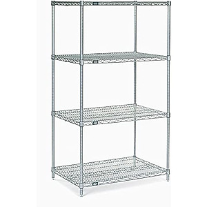 Nexel 24" x 30" x 63", 4 Tier, NSF Listed Adjustable Wire Shelving, Unit Commercial Storage Rack, Silver Epoxy, Leveling feet