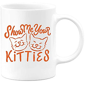 LitGifts Funny Cat Mug, Cat Mom or Cat Dad Coffee Mug, Cat Mugs for Cat Lovers, Cat Lover Gifts for Women or Men, 11 Ounce Coffee Mug in Orange