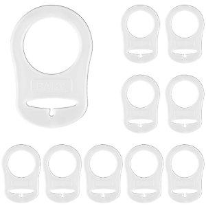 AUEAR, 10 Pack Silicone Adapter Rings Holder for Nipple Pacifier Clip Food Grade Transparent Color
