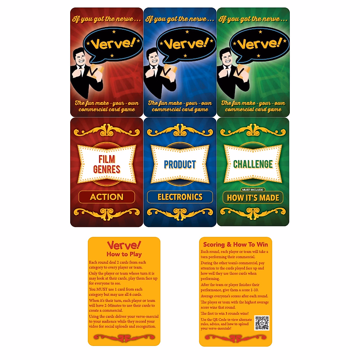 Board Breakers Verve Game – Fun Family Card Games - Entertain Friends Acting - Create Video Content - Party Night Group Activity - Travel Size Tabletop Entertainment Gift - Ages 6+