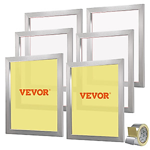 VEVOR Screen Printing Kit, 6 Pieces Aluminum Silk Screen Printing Frames, 20x24inch Silk Screen Printing Frame with 305 Count Mesh, High Tension Nylon Mesh and Sealing Tape for T-Shirts DIY Printing