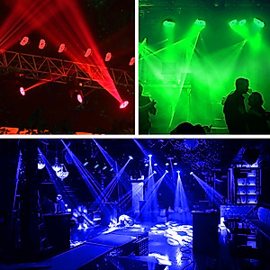 Seven Stars LED Stage Lights Sound Activated, RGB DMX Stage DJ Lights Sound Activated, LED Par Lights Party Wash Lights for Parties, Church, Concert, Wedding, Bar, Club Stage Lighting (4 Pack)