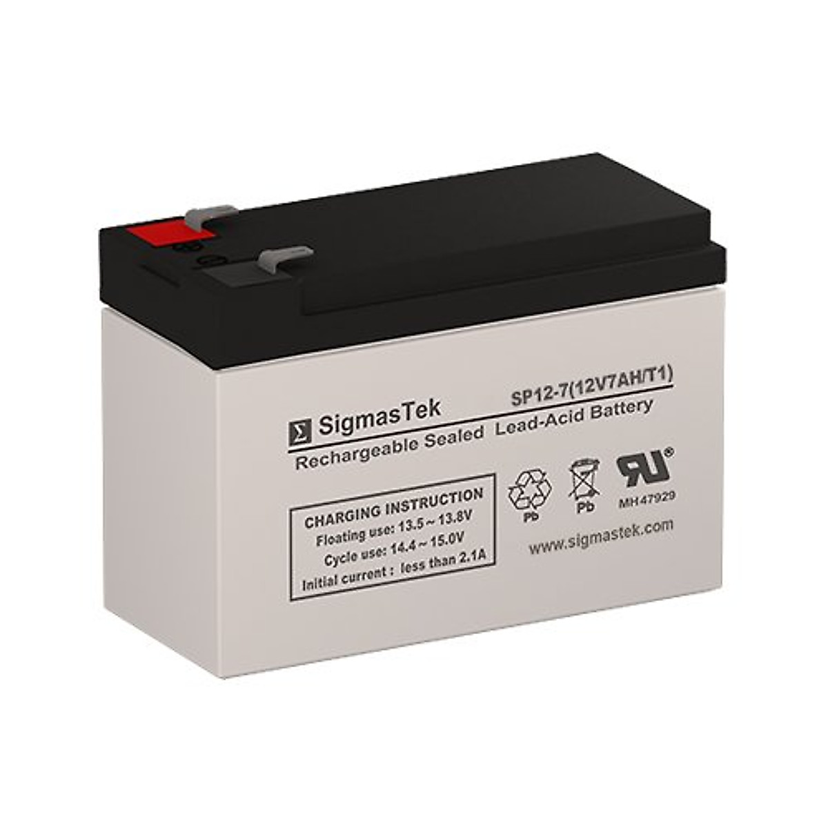 SigmasTek SP12-7 - 12V 7AH F1 SLA Battery - Replaces: Universal Power UB1272 (40760), UB1280 (D5743), UB1270 (40800), Power Sonic PS-1272, PS-1270, Ultratech UT-1280, UT-1270
