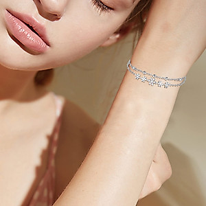 Silikepa Daisy Bracelet for Women S925 Sterling Silver Adjustable Flower Charm Beads Chain Bracelets Mother's Day Jewelry Gifts for friend