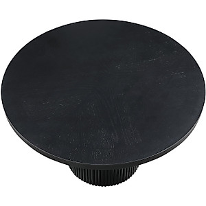 Meridian Furniture 728Black-T Belinda Collection Mid-Century Modern Dining Table, Solid Wood Base, Black Finish Oak Wood Veneer MDF Top, Round Top, Fluted Base, 48" W x 48" D x 31" H, Black