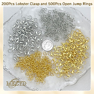 MKCYD 700Pcs Lobster Claw Clasps and Open Jump Rings Set,18K Gold and Silver Necklace Clasp Bracelet Clasps and Closures Lobster Clasps Parrot Trigger Clasps for Jewelry Making