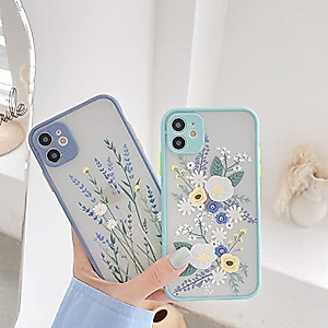 Ownest Compatible for iPhone 12 Case [Not fit iPhone 12 Pro 6.1‘’] for Clear Frosted PC Back 3D Floral Girls Woman and Soft TPU Bumper Silicone Slim Shockproof Case for iPhone 12 6.1''-Purple