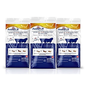 JustiFLY Champion USA Feedthrough Cattle Fly Control | Non-Toxic Larvicide. Controls All Four Fly Species That Affect Cattle. Over 50 Million Head Treated (3 Pack)