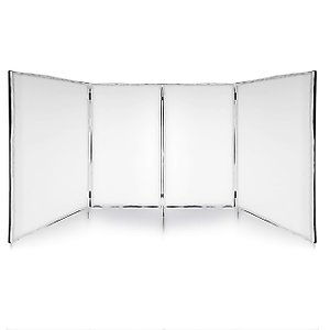 Pyle DJ Booth Foldable Cover Screen - Portable Event Facade Front Board Video Light Projector Display Scrim Panel with Folding Steel Frame Stand, Stretchable Material - PDJFAC12 (48"x24.2"x46" White)