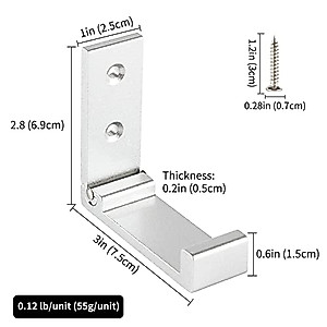 VinBee 6pcs 3 inch Aluminium Alloy Folding Clothes Hook, Coat Rack Single Hook for Bathroom Kitchen Living Room (Silver)