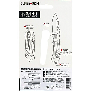 SWISS+TECH ST41100 Folding Rescue Knife, Heavy Duty Steel with Stainless Steel Knives (Single Pack)