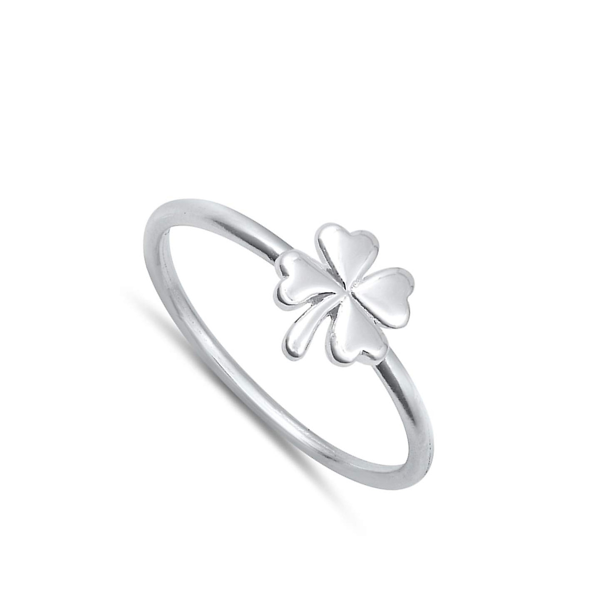 Good Luck Four Leaf Clover Nature Ring New .925 Sterling Silver Band Size 3