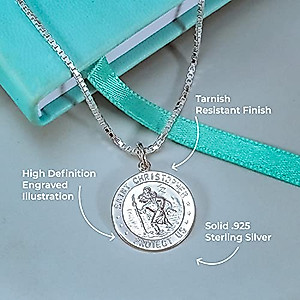 PicturesOnGold.com Saint Christopher Religious Medal - Solid Sterling Silver, 3/4 Inch Size of a Nickel