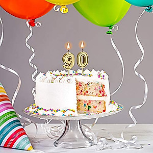 90th Birthday Candles Cake Numeral Candles Happy Birthday Cake Candles Topper Decoration for Birthday Wedding Anniversary Celebration Supplies (Gold)