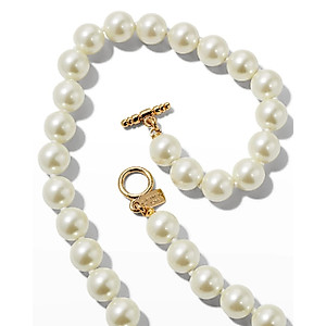 Kenneth Jay Lane 14mm Pearl Strand Necklaces (18", White)