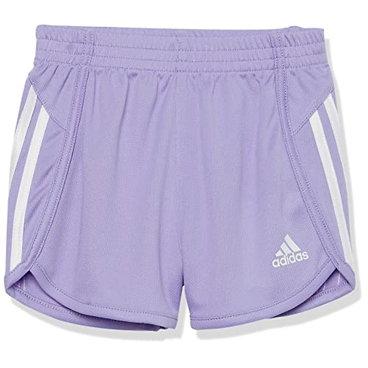 adidas Girls 2 Piece Graphic Tee & Mesh Short Set, White With Purple, 2T