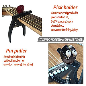 Guitar Capo,TANMUS 3in1 Zinc Metal Capo for Acoustic and Electric Guitars (with Pick Holder and 4Picks),Ukulele,Mandolin,Banjo,Guitar Accessories